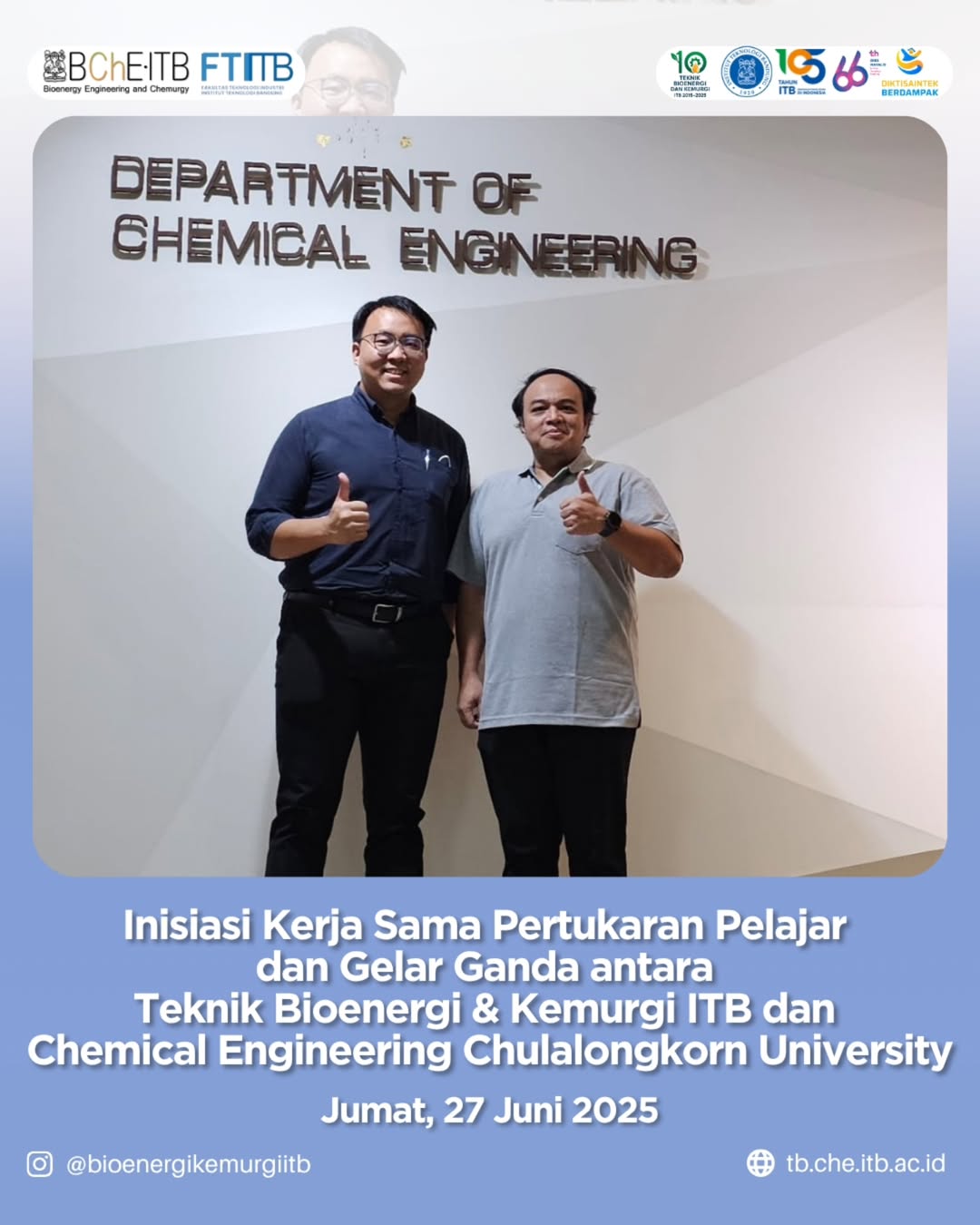 Inisiasi Kerja Sama Pertukaran Pelajar dan Program Gelar Ganda bareng Chemical Engineering ...